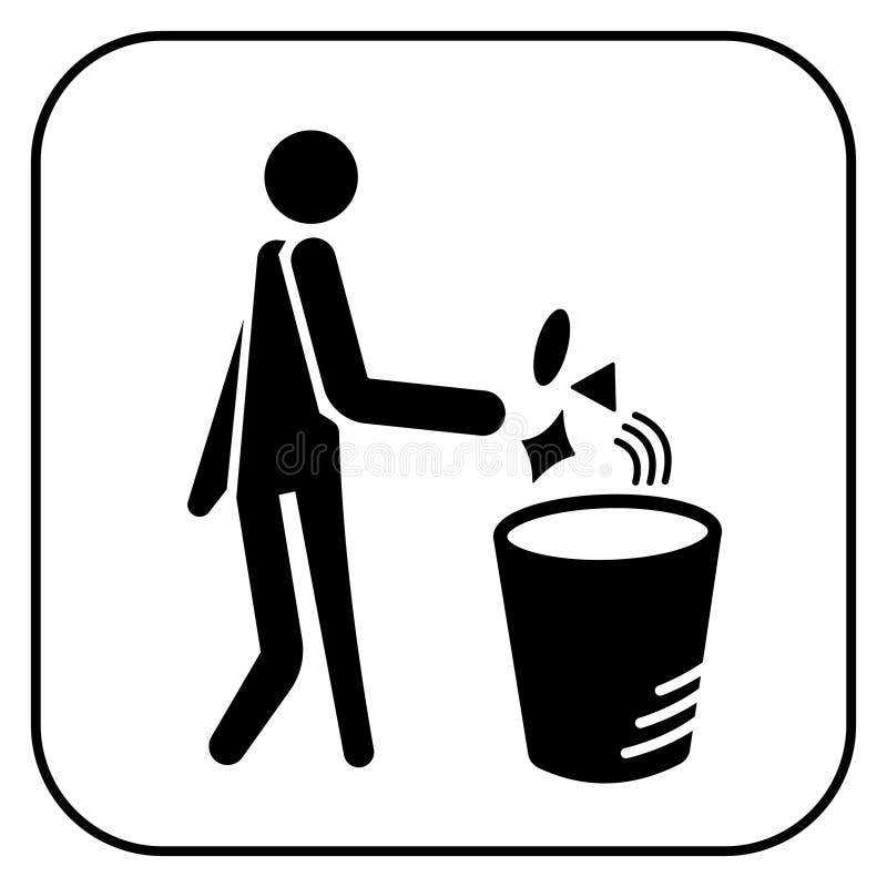 Put Trashes in Garbage Bin Vector Icon Stock Vector - Illustration of ...
