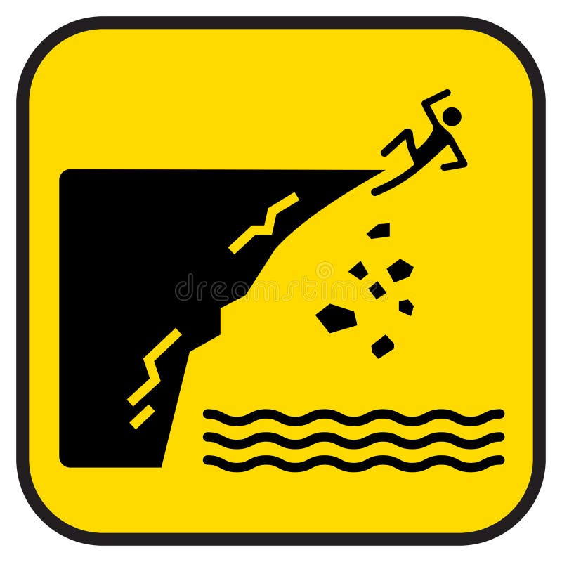 Caution Cliff Ahead Vector Icon Stock Vector - Illustration of caution ...