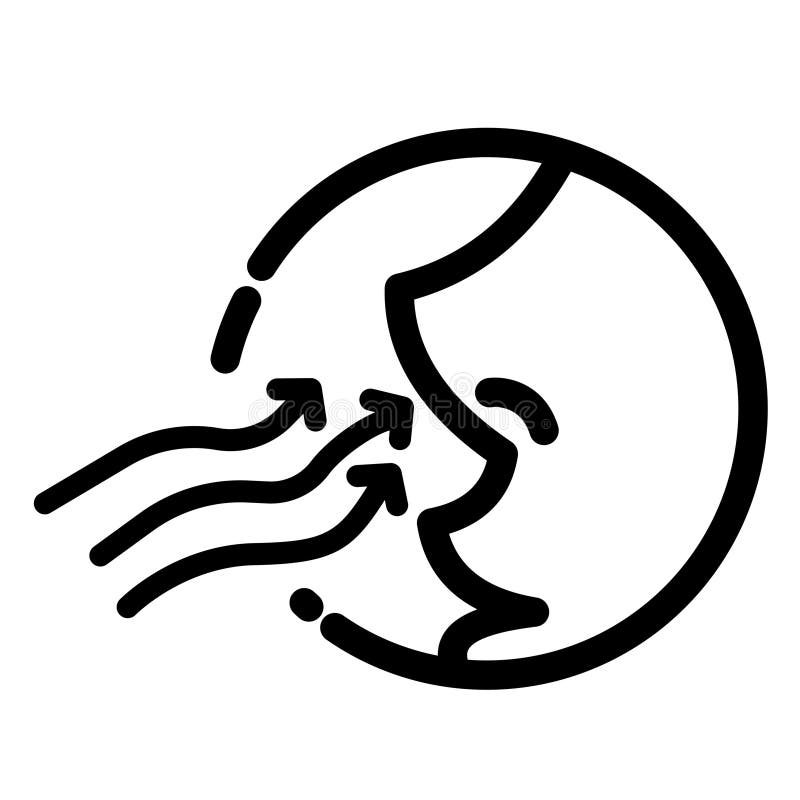 Inhale Black and White Vector Icon Stock Vector - Illustration of ...