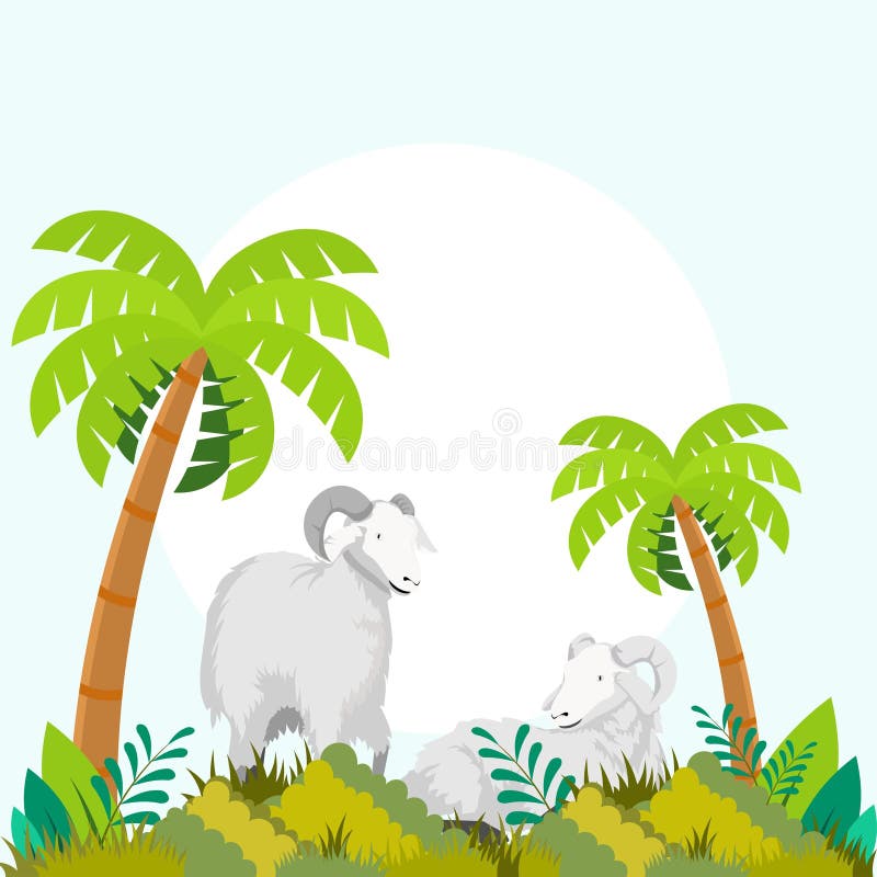 Template and Illustration of Happy Eid Al Adha Celebration with Sheeps ...