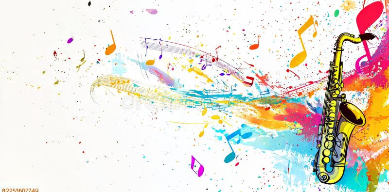 A Template Image of a Banner with Colorful Music Notes and Instruments ...
