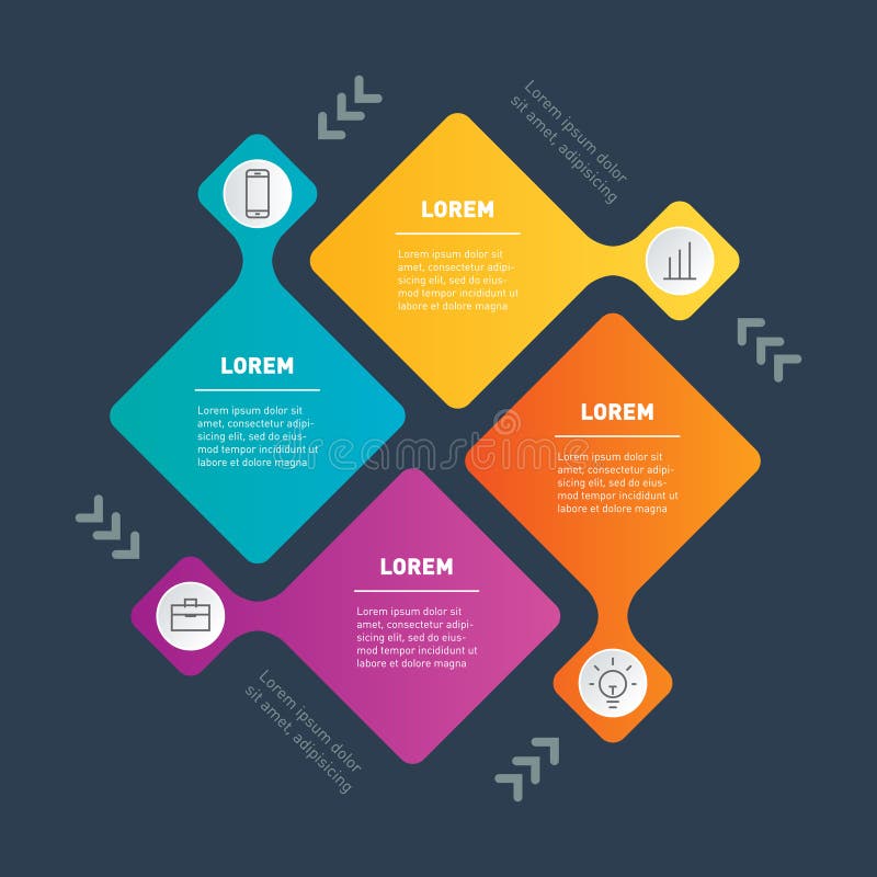 Template of Infographic with 4 Parts or Processes. Vector Info Graphic ...
