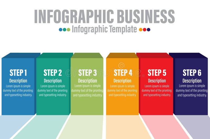 Template Infographic with 6 Steps or Six Options. Design Can Be Used ...