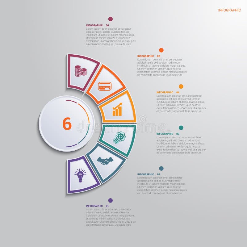 Template for Infographics with 6 Text Area Positions Stock Vector ...