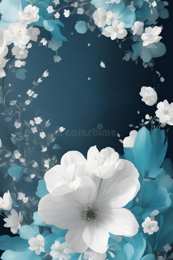 Template for Invatation with Flowers and Leaves. AI Stock Photo - Image ...