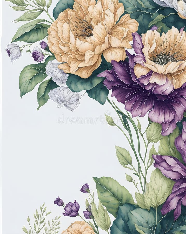 Template for Invatation with Yellow and Purple Flowers. AIred Stock ...