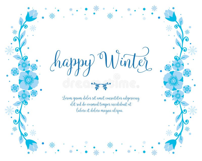 Template for Invitation Card Happy Winter, with Pattern Art of Blue ...