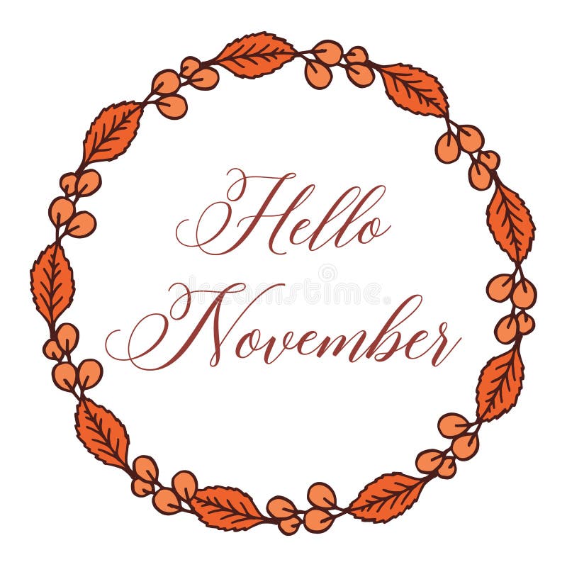 Template of Invitation Card Hello November, with Modern of Leaf Frame ...