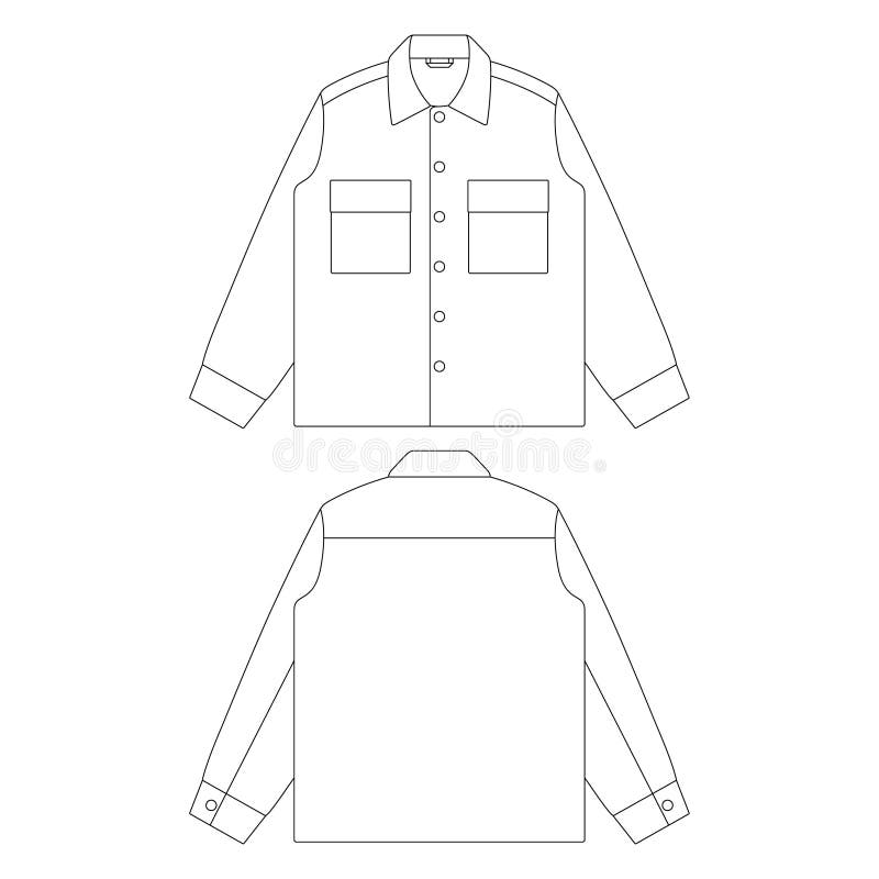 Template Jacket Flap Chest Pockets Vector Illustration Flat Sketch ...