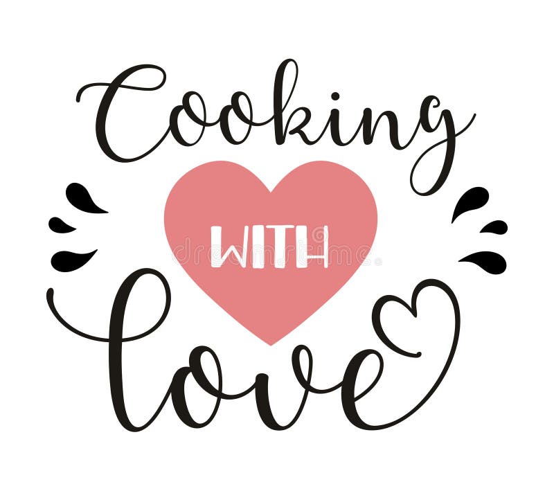 Template for Kitchen Poster or Apron Print. Cooking with Love Stock ...