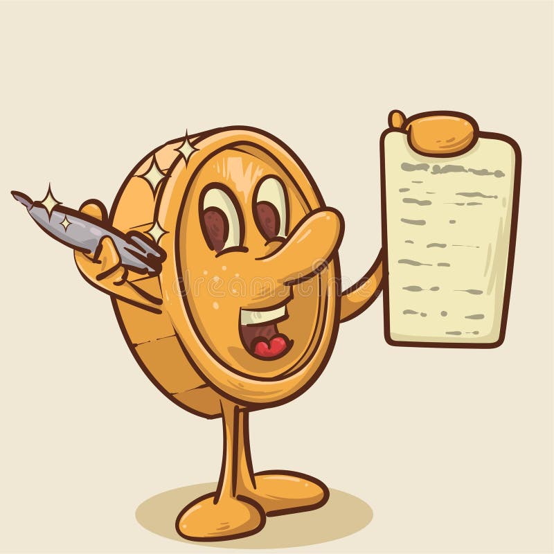Legal Paper Conept. Shine Coin Mascot Lending a Pen To Sign a Legal ...