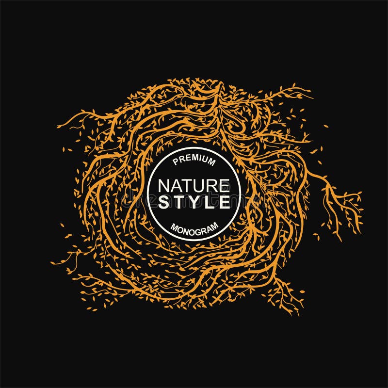 Template Labels, Monogram, Logo, Emblem. Branches Trees Braided into ...