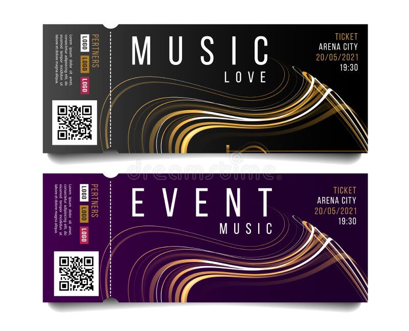 Template Layout of Musical Concet Admission Tickets with Abstract Fluid ...