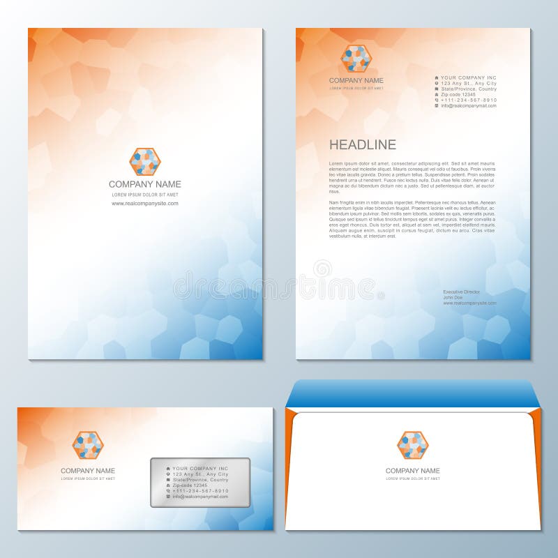 Template of Letterhead and Postal Envelope with a Mosaic Pattern Stock ...