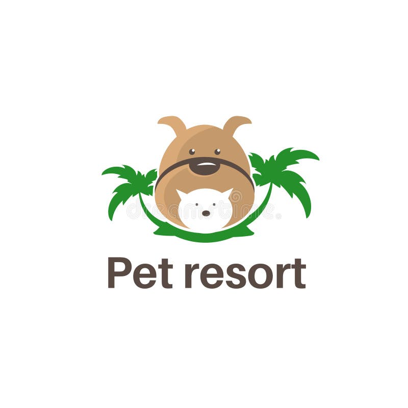 Template Logo Design with Dog,cat and Palm Trees Stock Vector ...