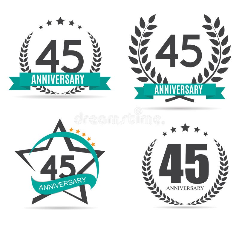 Template Logo 45 Years Anniversary Vector Illustration Stock Vector ...