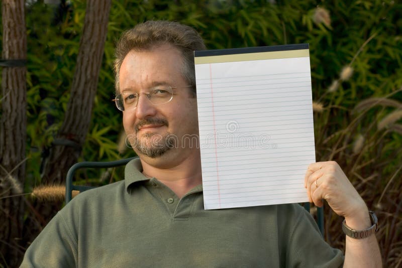 Template Man with notepad stock photo. Image of message - 1377298