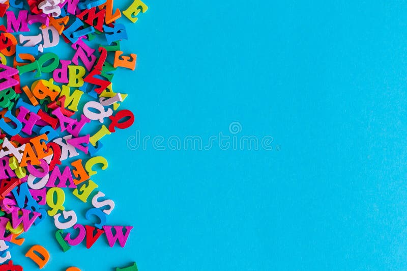 Template with Many Color Letters, ABC with Blue Background and Empty ...
