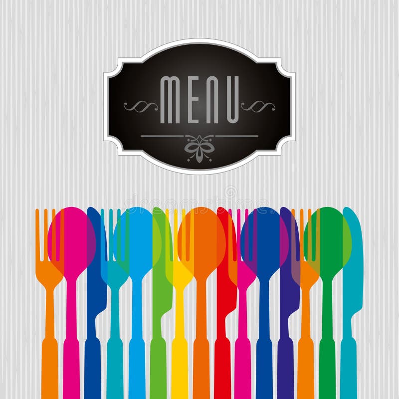 Template for Menu Card with Cutlery Stock Vector - Illustration of ...