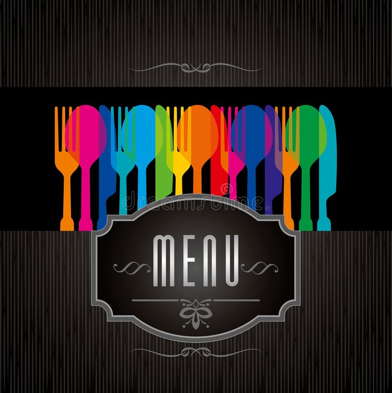 Template for Menu Card with Cutlery Stock Vector - Illustration of ...