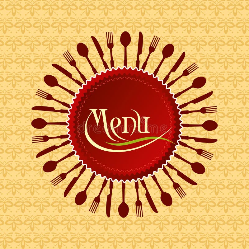 Template for Menu Card with Cutlery Stock Vector - Illustration of ...