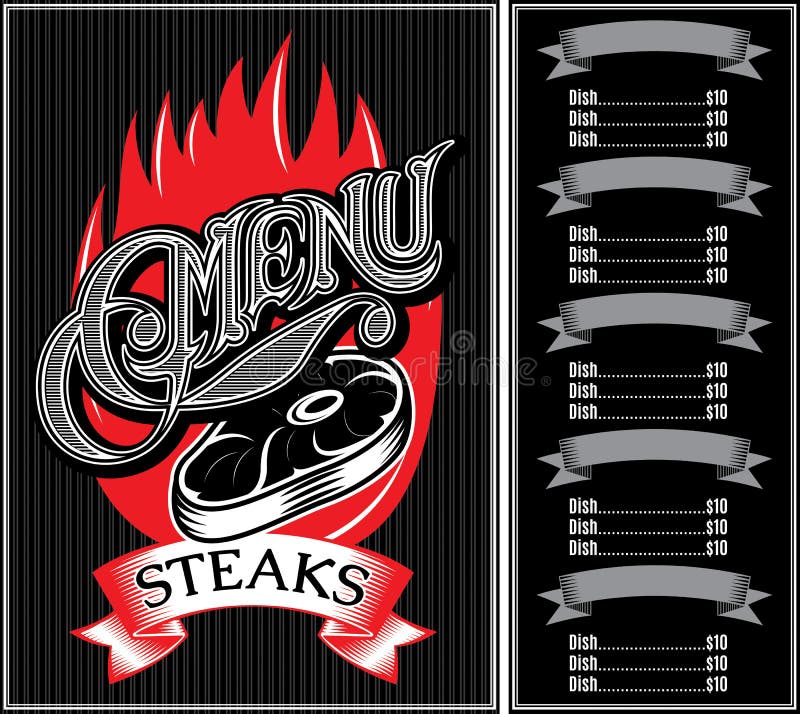 Template for Menu of Steaks, Grill, Barbecue Stock Vector ...