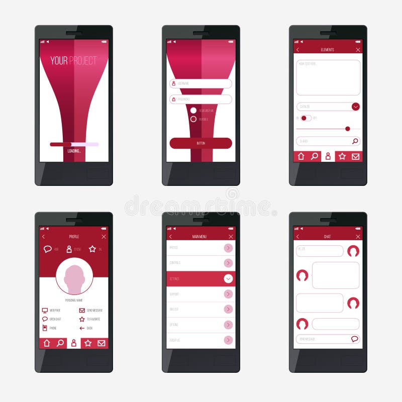 Template Mobile Application Interface Design Stock Vector
