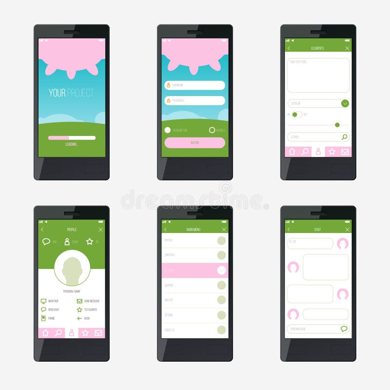 Template Mobile Application Interface Design Stock Vector