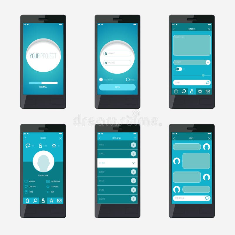 Template Mobile Application Interface Design Stock Vector