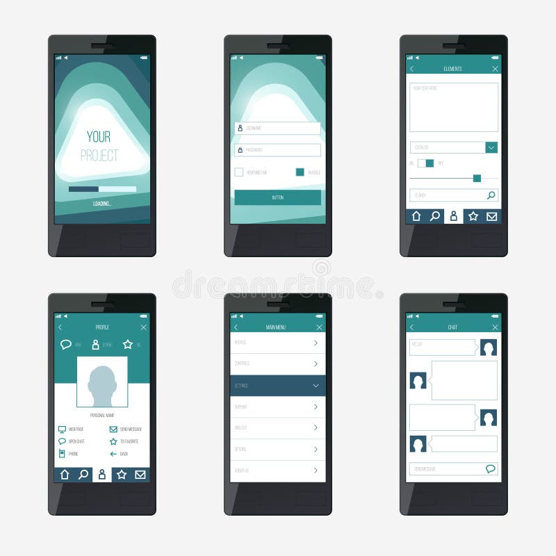 Template Mobile Application Interface Design Stock Vector