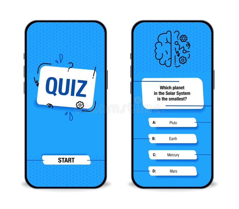 The Template of the Mobile Application Interface for the Quiz on a Blue ...