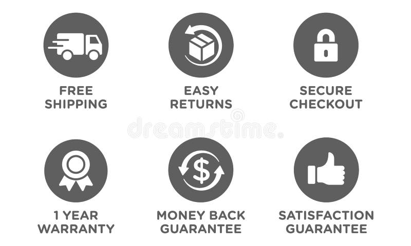 E-commerce Security Badges Risk-free Shopping Icons Set Stock Vector ...