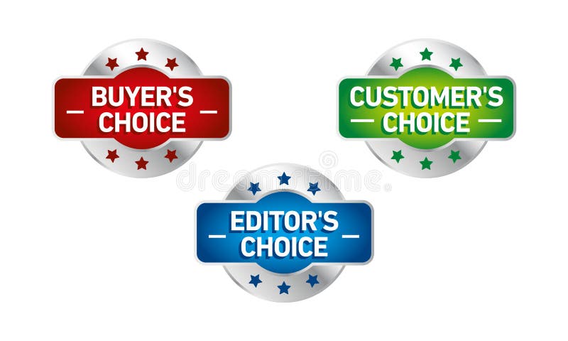 Set of Three Vector Badges - Editors Choice, Customers Choice, Buyers ...