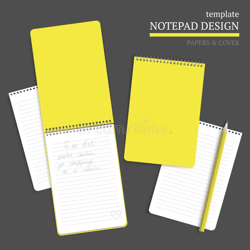 Template of Notebook Cover and Papers. Stock Vector - Illustration of ...