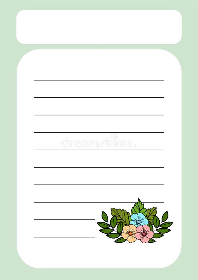A Template for Notes with a Forest Theme, Featuring Flowers and Leaves ...