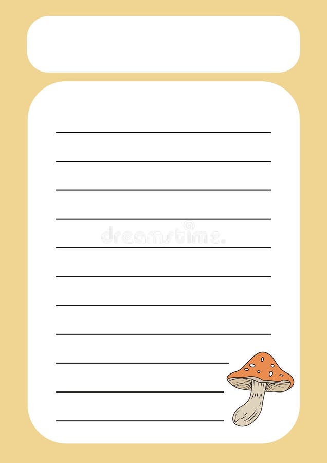A Template for Notes with a Forest-themed Design, Featuring Mushrooms ...