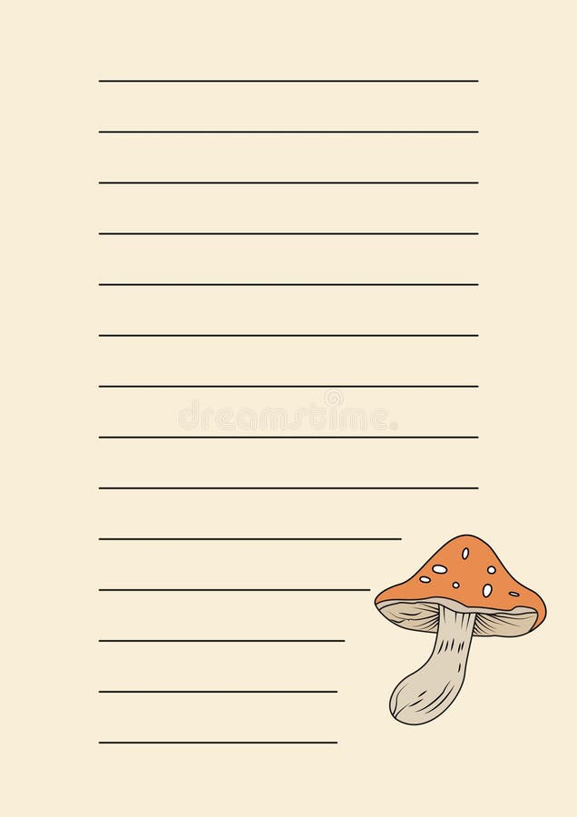 A Template for Notes with a Forest-themed Design, Featuring Mushrooms ...