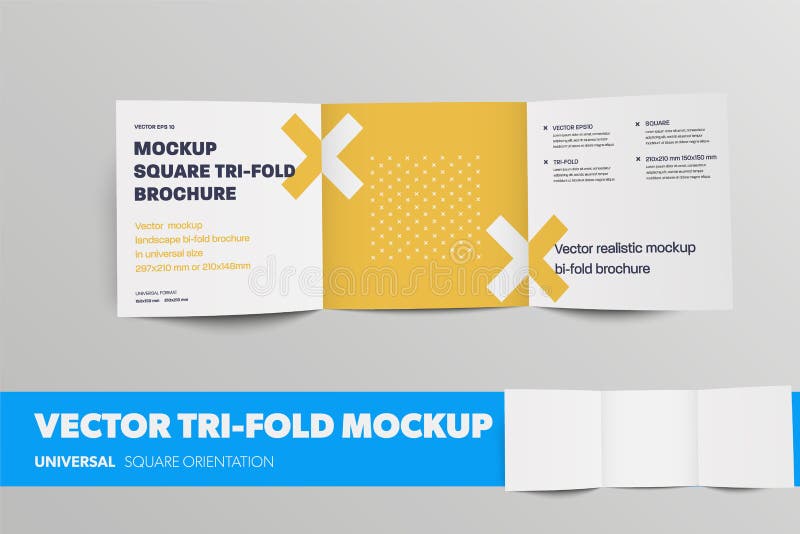 Standard Square Brochure Template with Presentation of Design, Open Tri ...