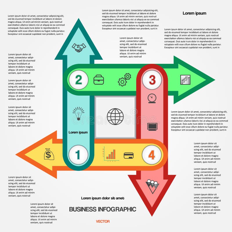 Template with 4 Options Multi-coloured Arrows for Infographic Stock ...