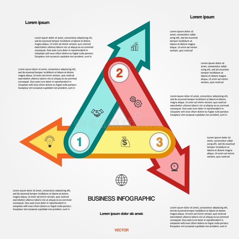 Template with 3 Options Multi-coloured Arrows for Infographic Stock ...