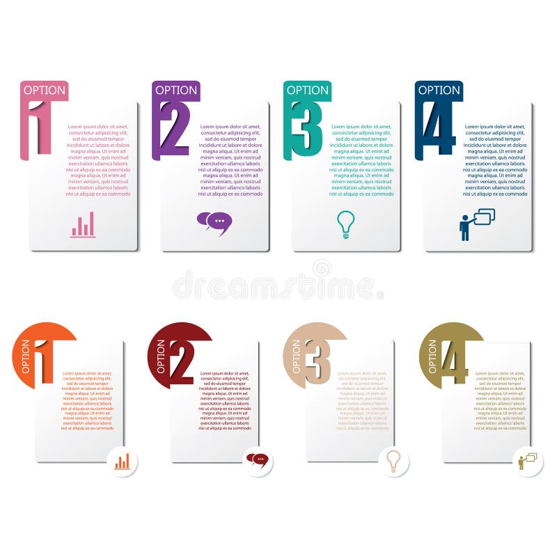 Template 4 Options or Steps, Segments for Information Presentation ...