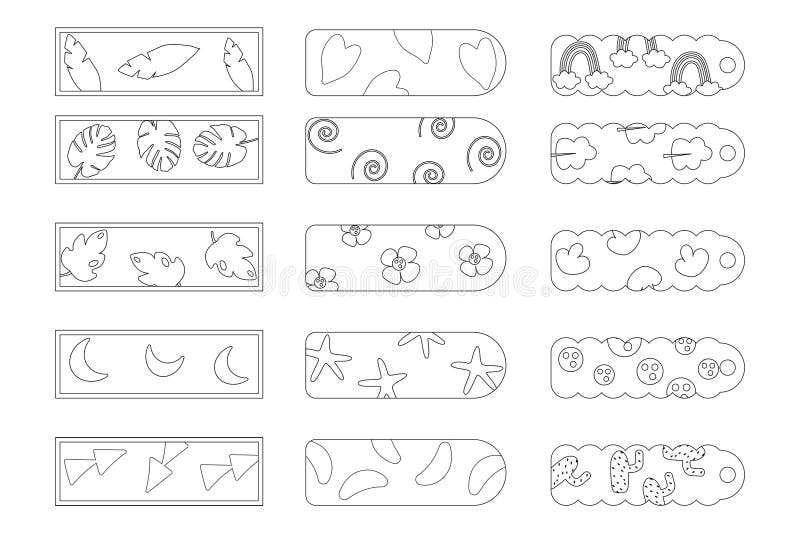 Template Outline Hand Drawn Bookmarks, Stickers Stock Vector ...