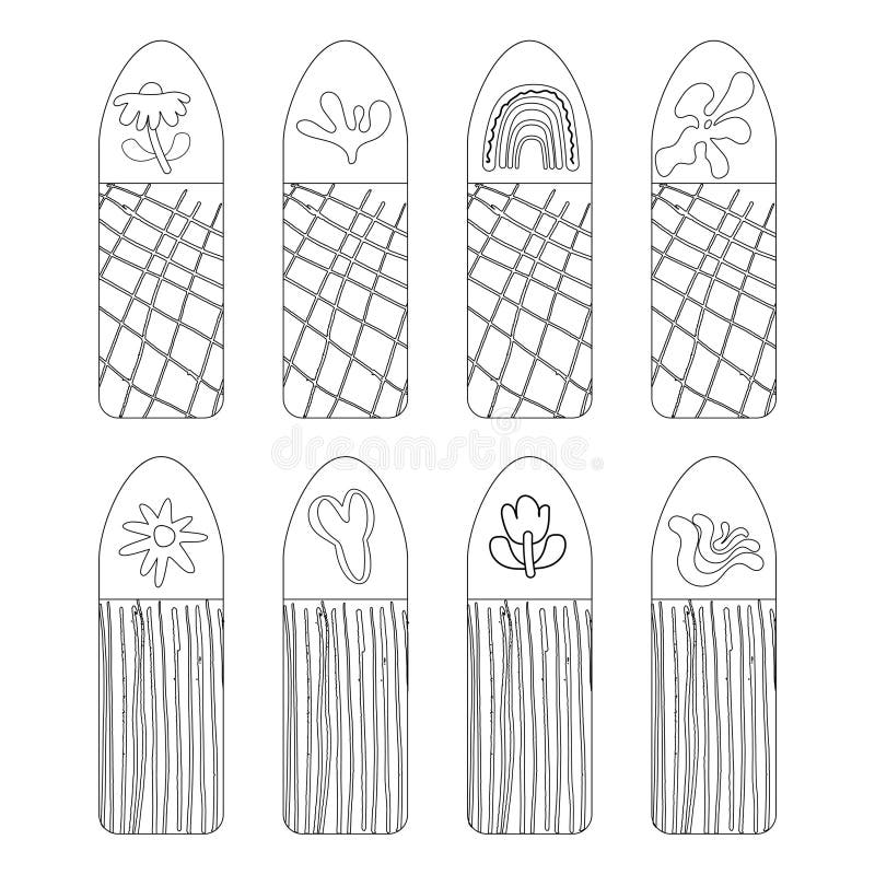 Template Outline Hand Drawn Stickers, Bookmarks Stock Vector ...