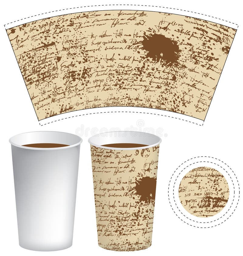 Template Paper Cup with the Texture of Manuscript Stock Vector ...