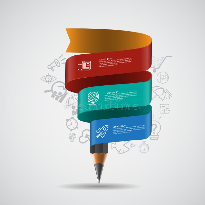 Template with Pencil Ribbon. Infographics Vector. Stock Vector ...