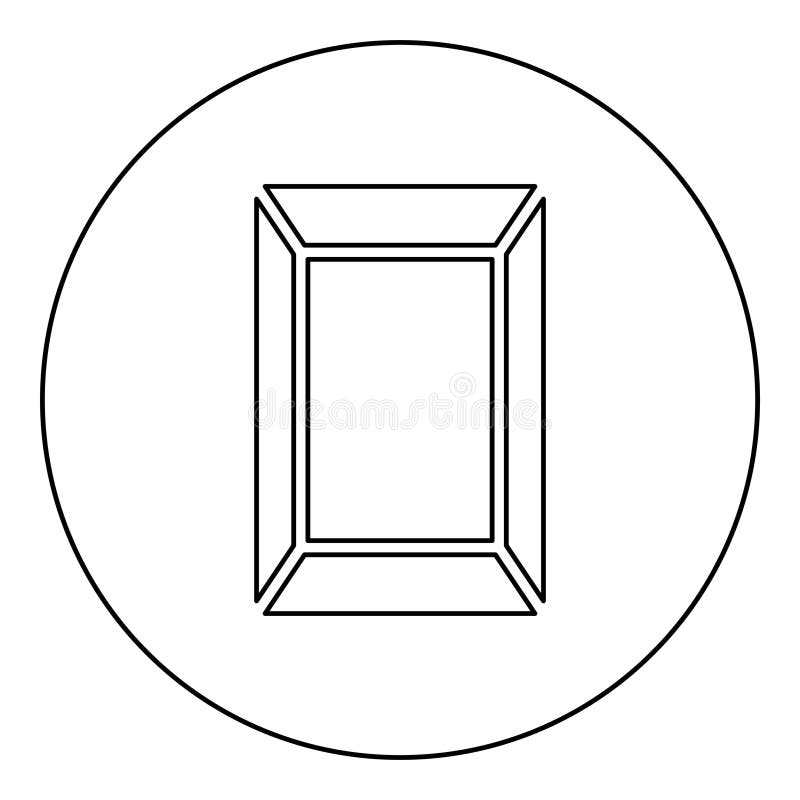 Template Picture Rectangular Icon in Circle Round Black Color Vector ...