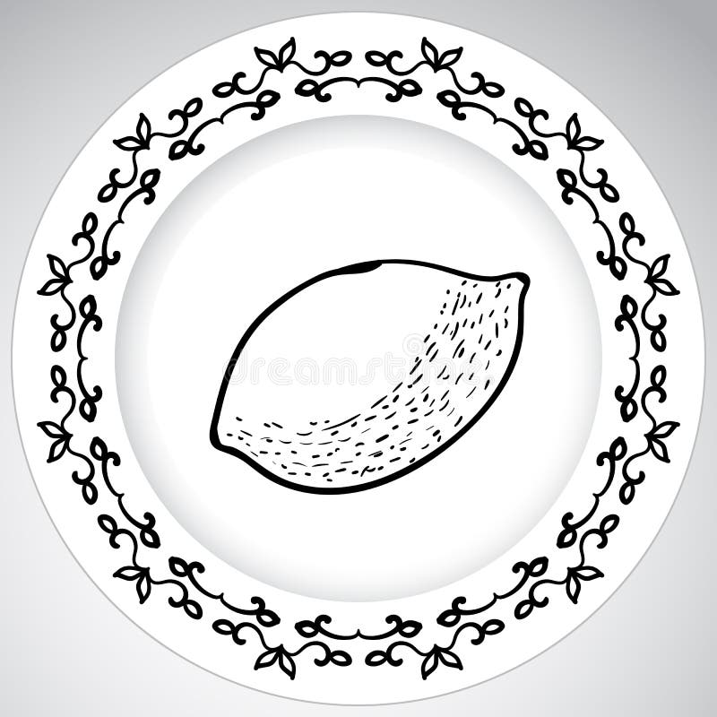 Template Plates Pattern with Fruit in a Graphic Style Stock Vector ...