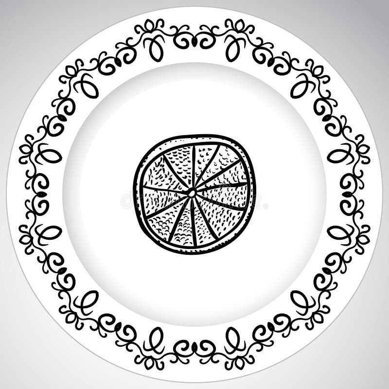 Template Plates Pattern with Fruit in a Graphic Style Stock Vector ...