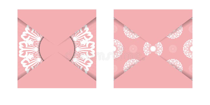 Template Postcard in Pink Color with Vintage White Pattern Ready for ...