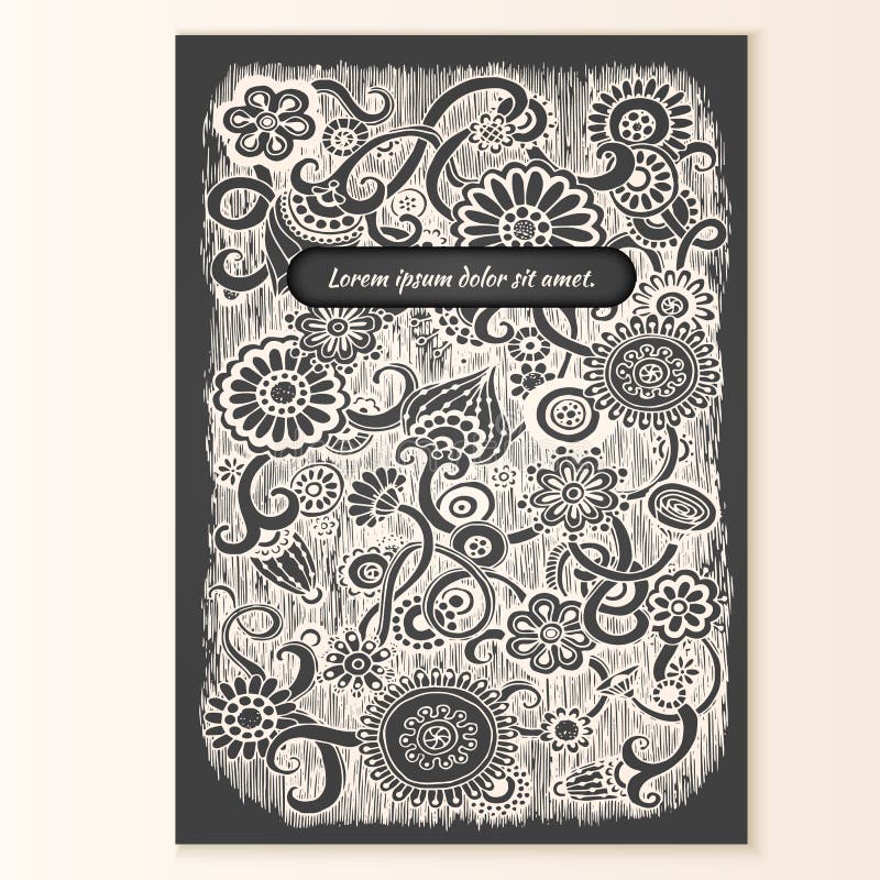 Template Poster with Doodle Flowers and Paisley Stock Vector ...